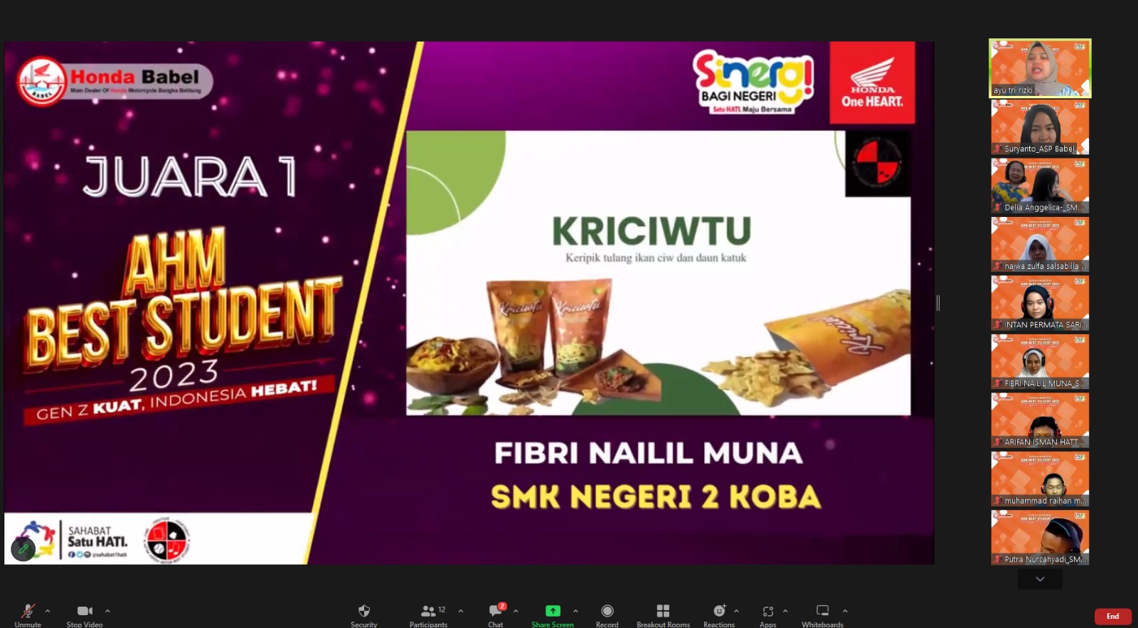 Lanjut ke Nasional, ini 4 Finalis Terbaik AHM Best Student 2023 Regional Babel - HONDA BABEL